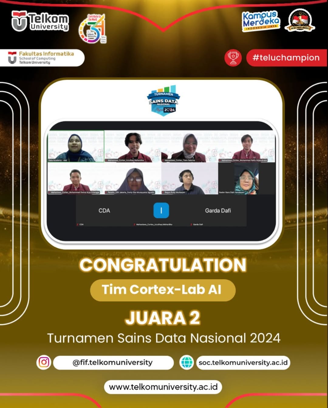 Segenap keluarga besar Civitas Academica Fakultas Informatika Universitas Telkom mengucapkan ...